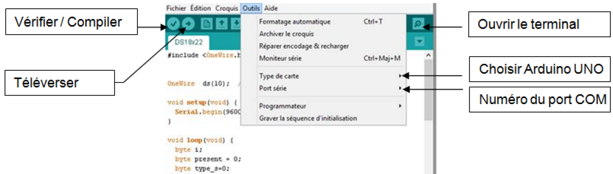 Transfert du programme du PC vers la carte « Arduino